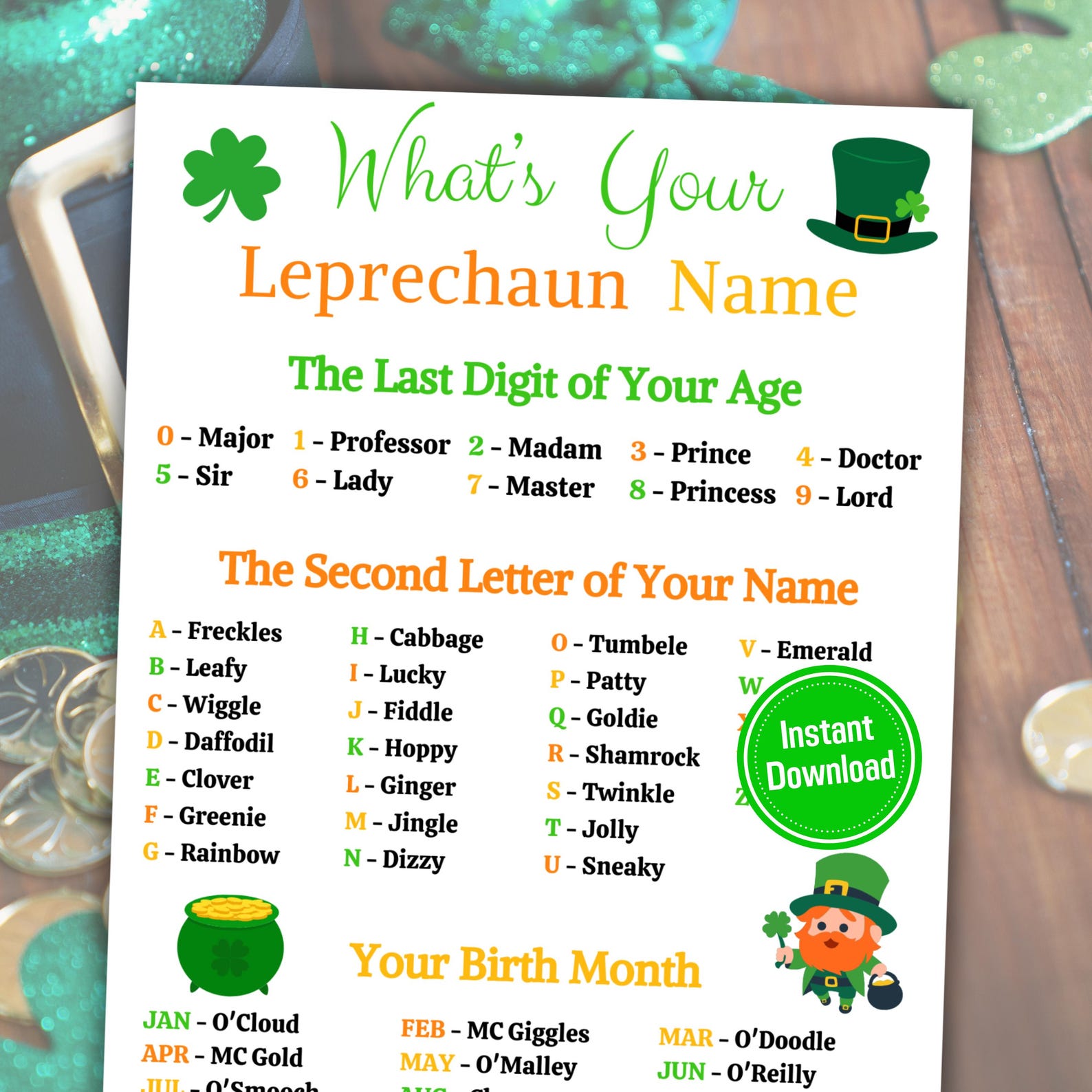 What's Your Leprechaun Name Game | Printable St. Patrick's Day ...
