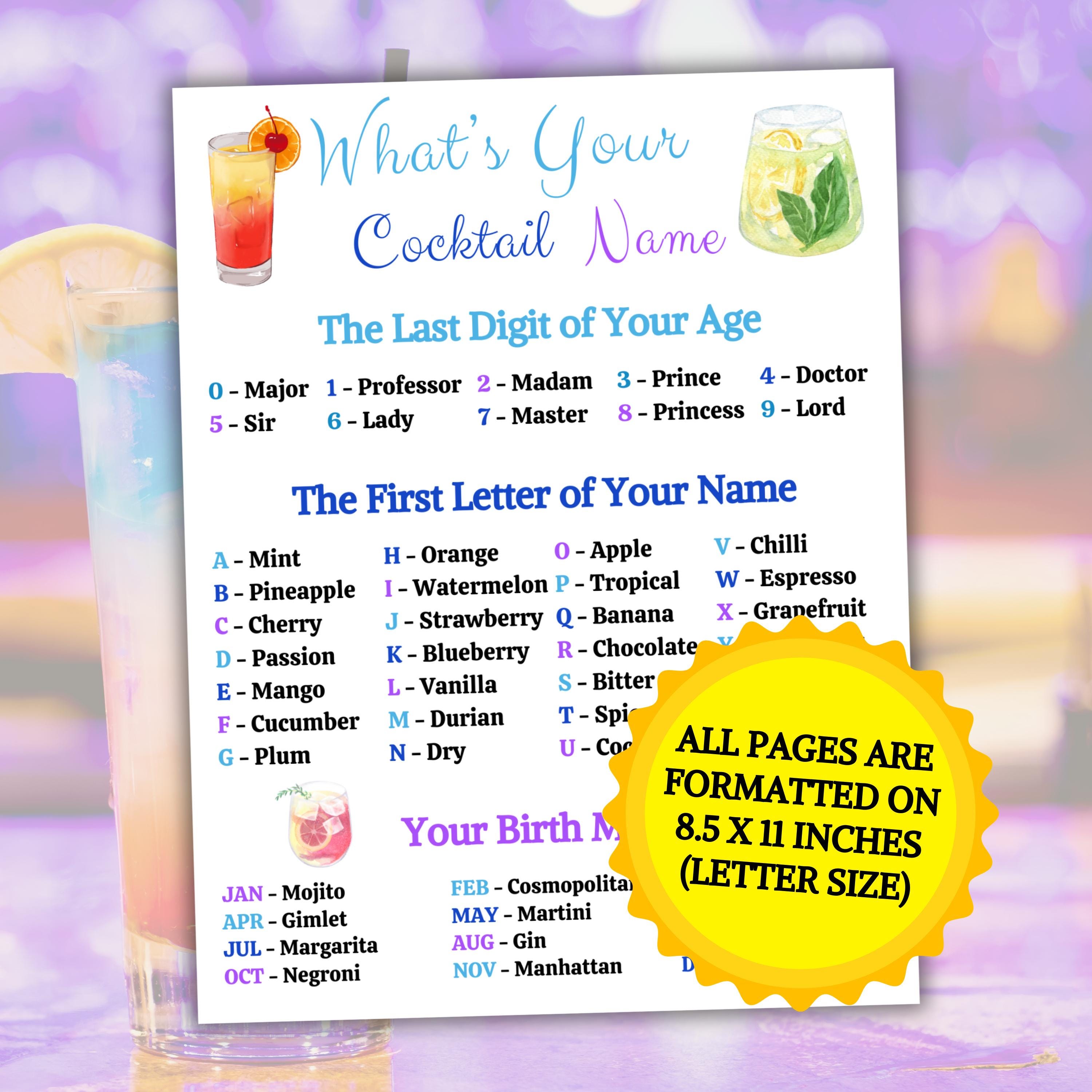 What's Your Cocktail Name | Printable Cocktail Name Generator ...