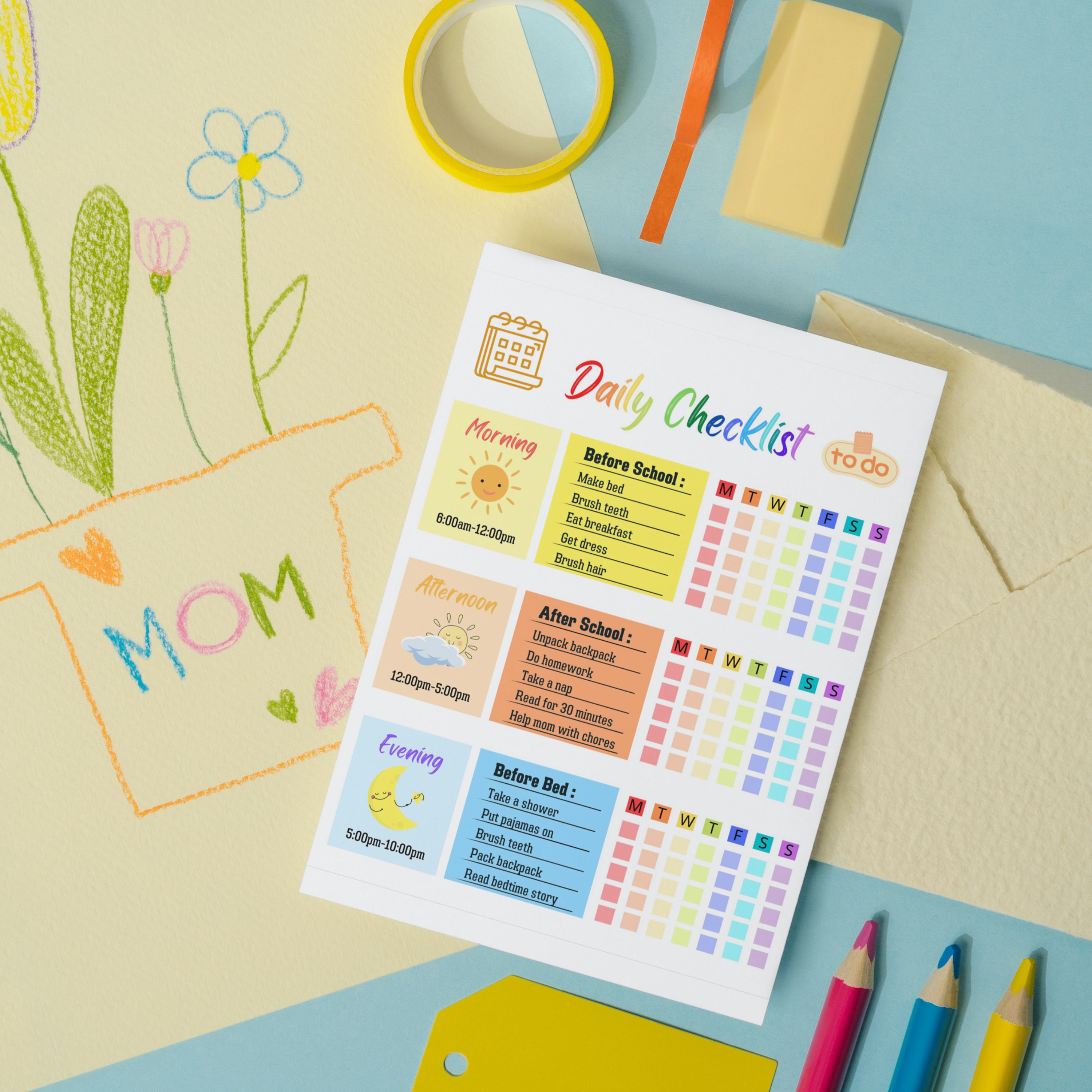Kids Editable Daily Checklist | Kids Morning/bedtime Checklist ...