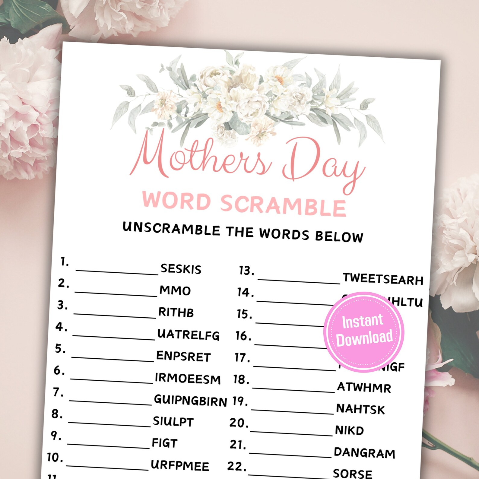 Mothers Day Word Scramble Game | Printable Word Puzzle Games | Mothers ...