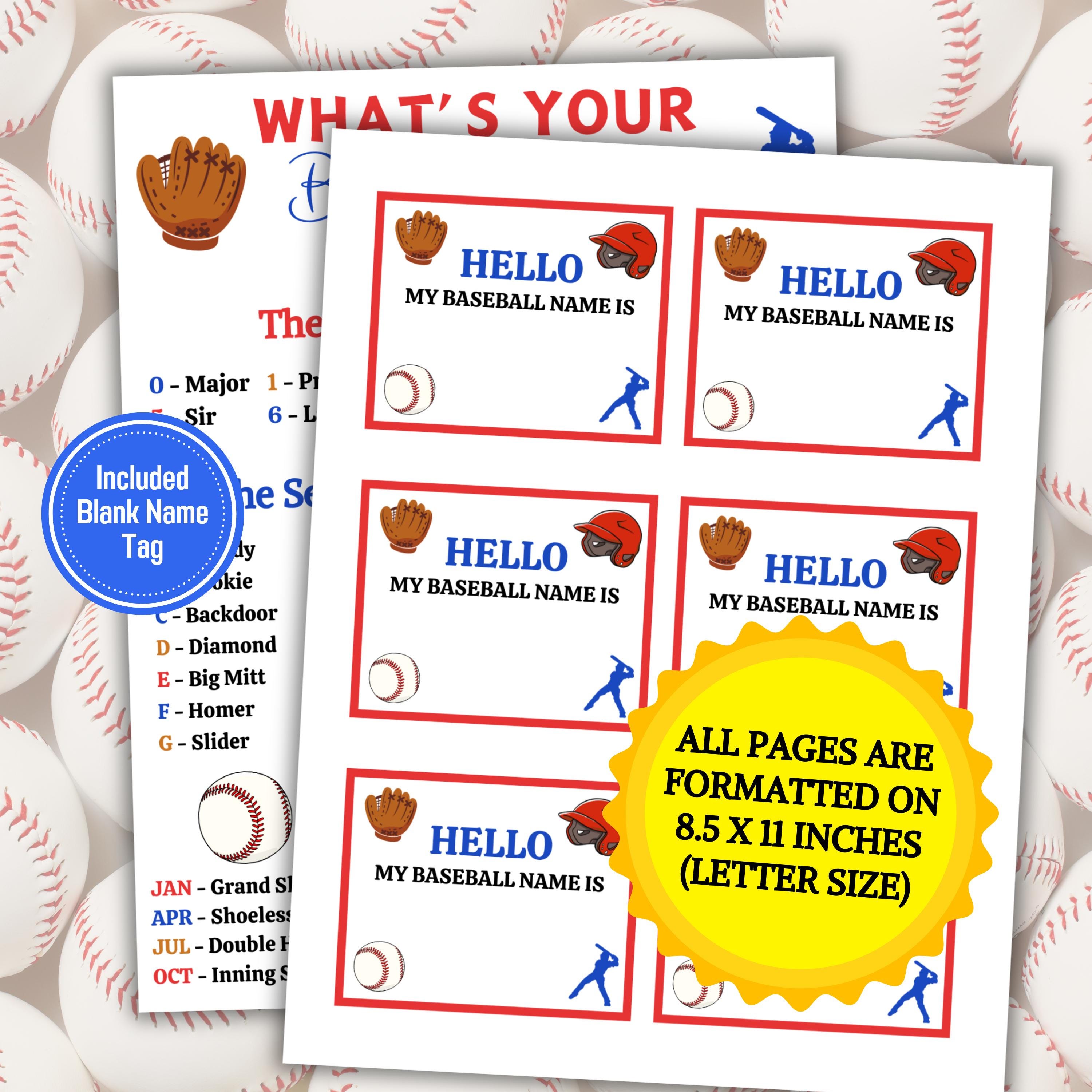 What's Your Baseball Name Game | Printable Baseball Name Creator ...