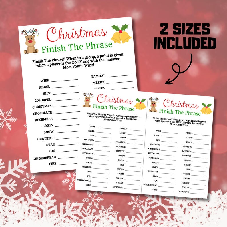 Christmas Finish the Phrase Game | Christmas Think Fast Game ...