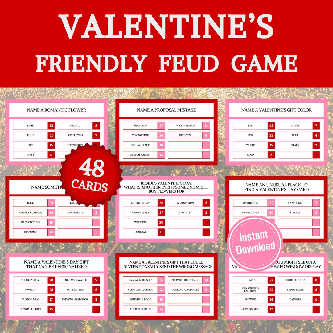 Valentine's Friendly Feud Game | Printable Office Party Valentines Game ...