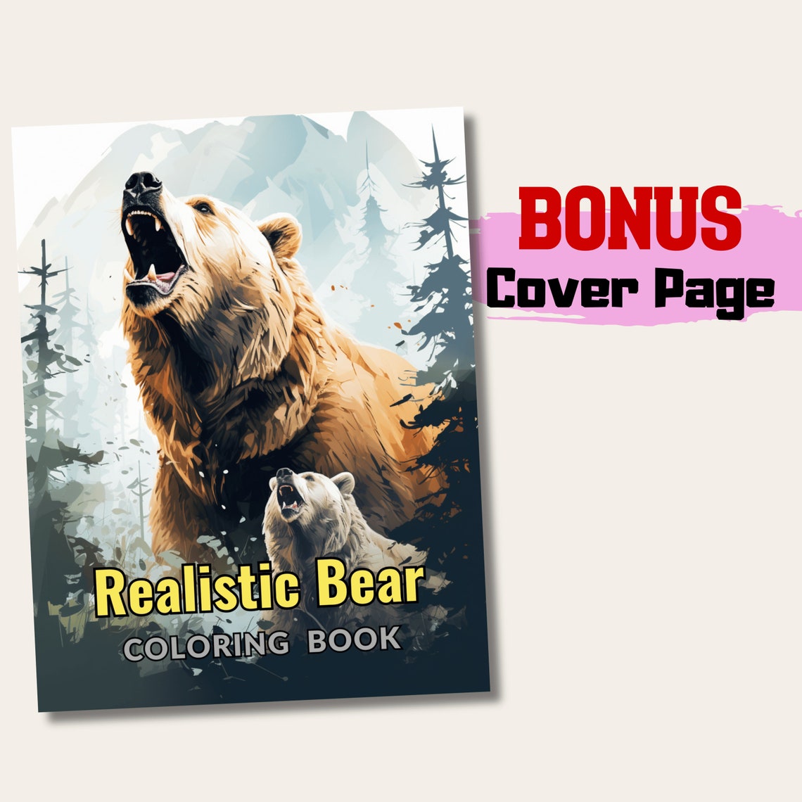 20 Realistic Bear Grayscale Coloring Book, Perfect for Adults and Kids ...