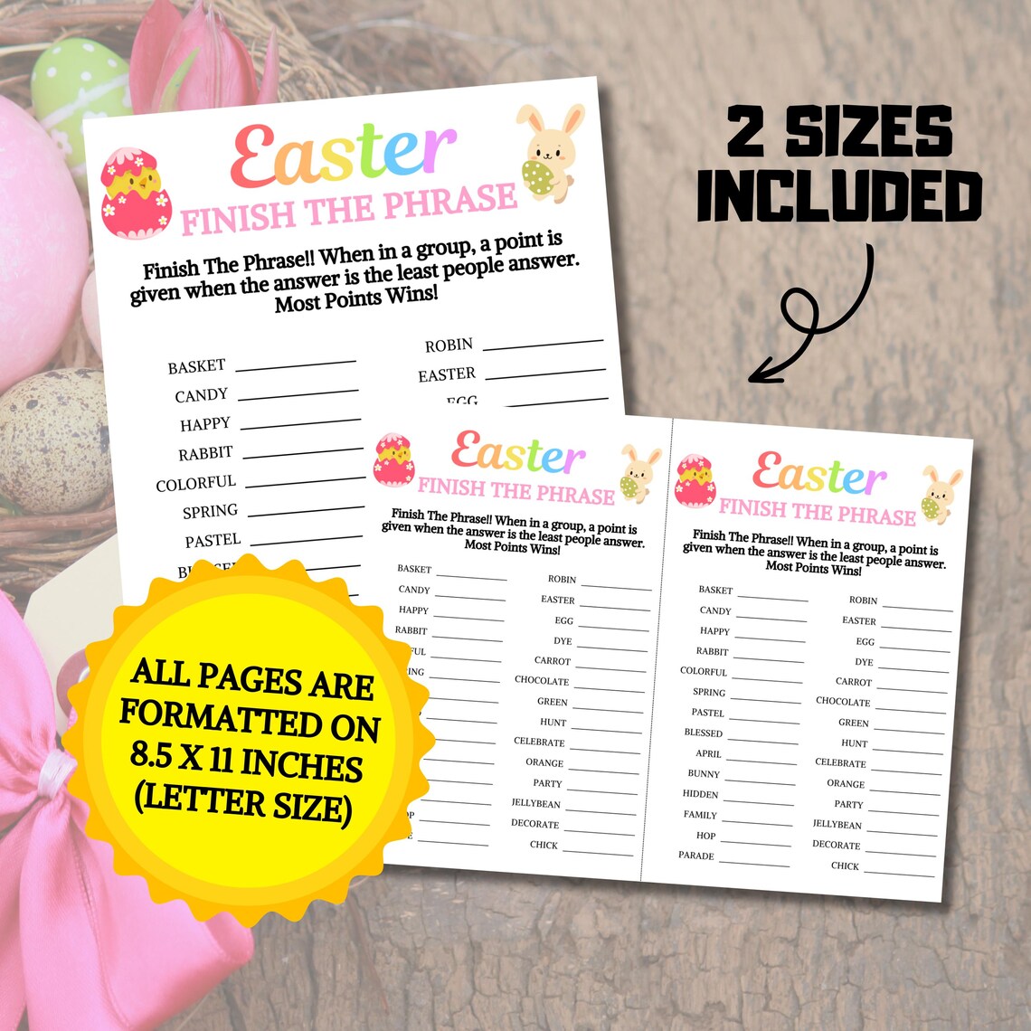 Easter Finish the Phrase Game | Printable Easter Party Fill in the ...