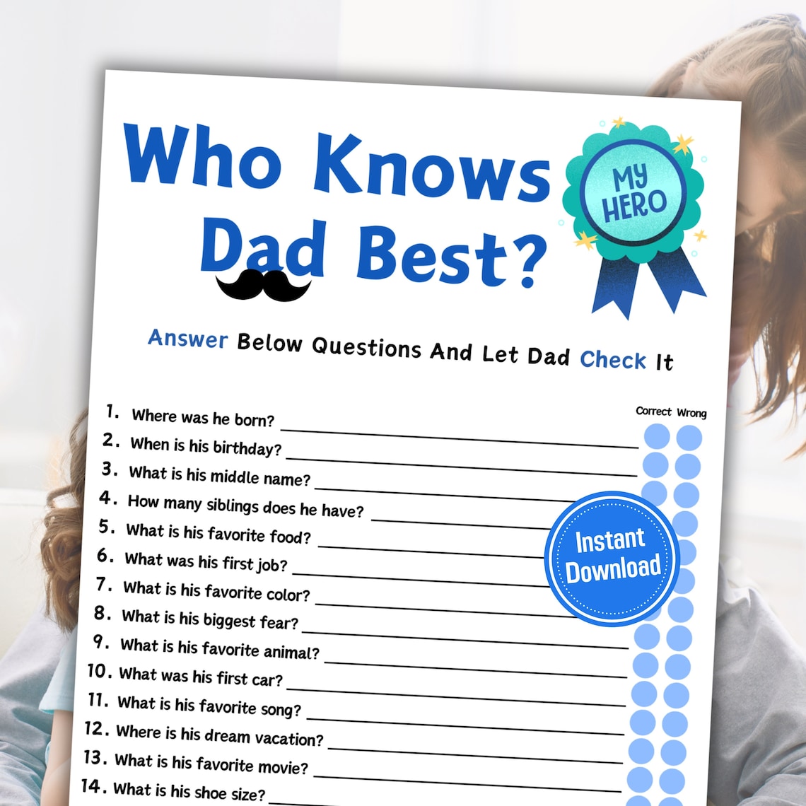 Who Knows Dad Best | Fathers Day Who Knows Daddy Best Game | Printable ...