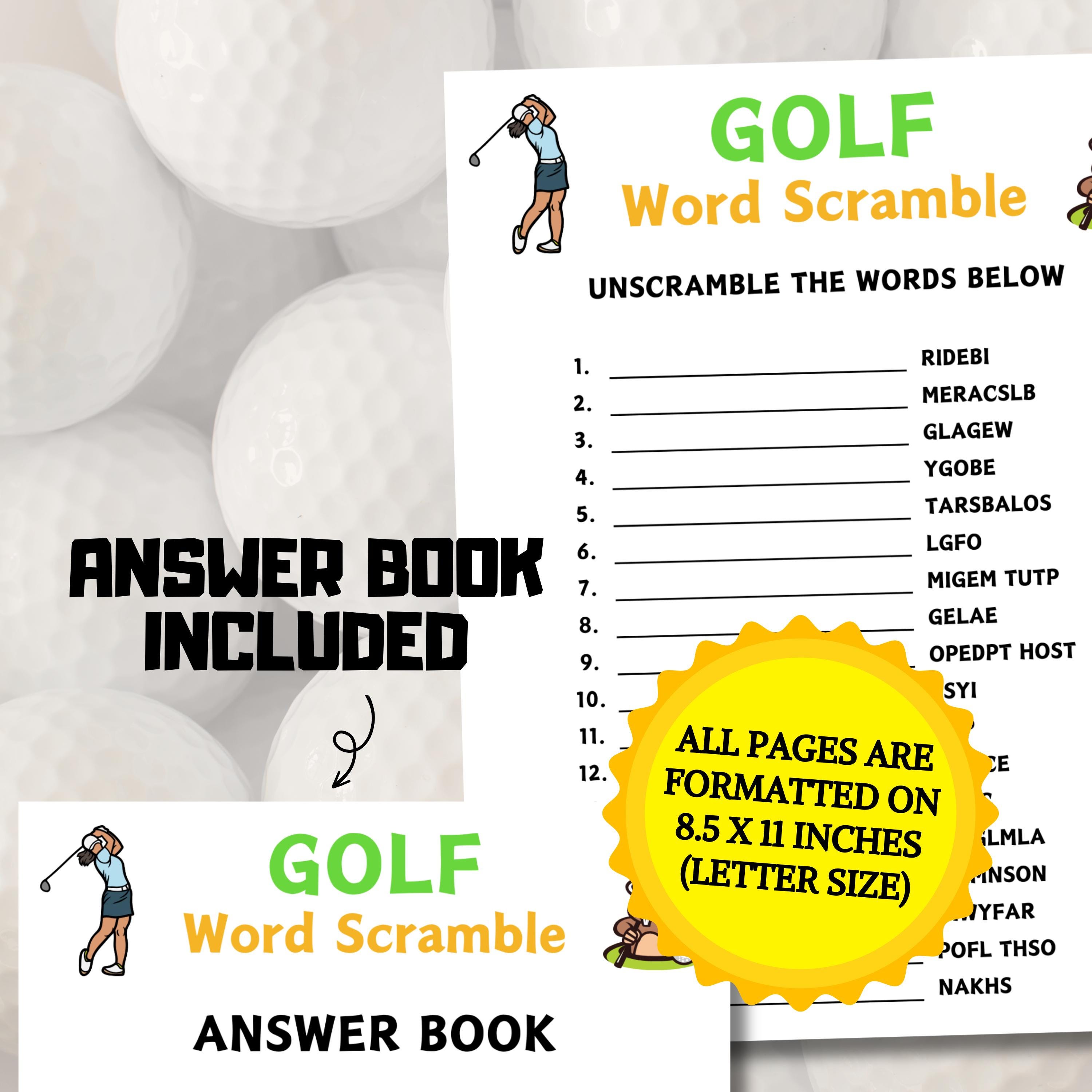 Golf Word Scramble Game | Printable Golf Team Unscramble Game | Masters ...