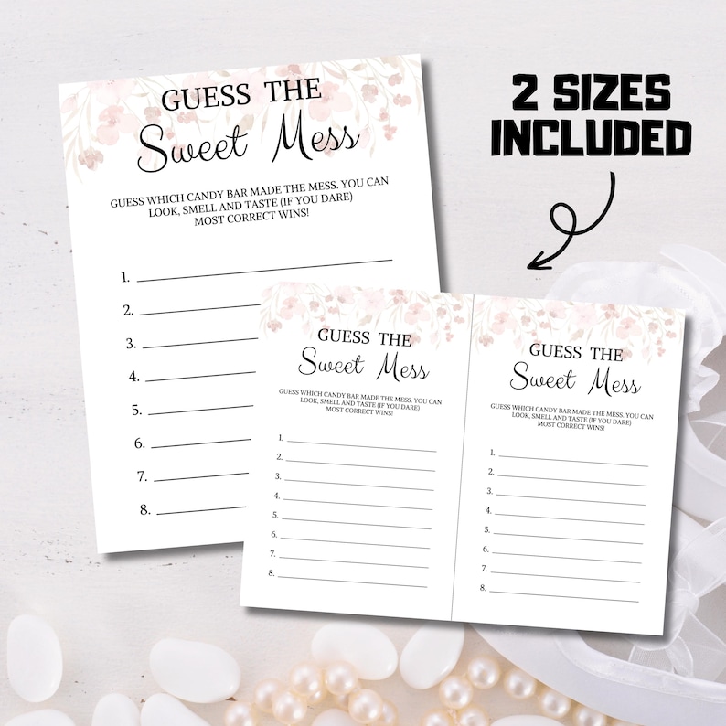 Baby Shower Guess the Sweet Mess Game | Guess Candy Bar Game Printable ...