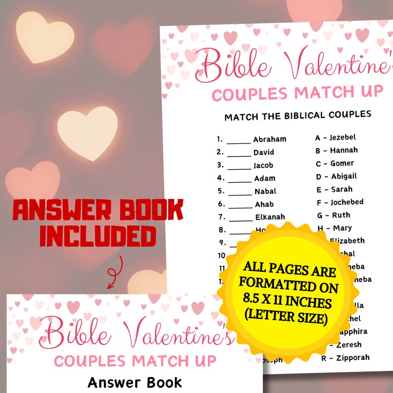 Bible Couples Matching Game | Valentine's Bible Couples Quiz ...