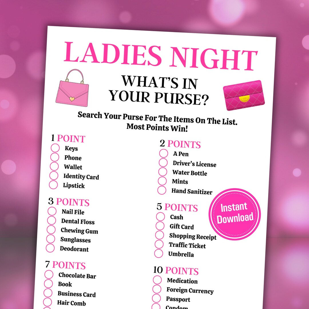 Ladies Night Whats in Your Purse Game | Whats in Your Bag Game | Girls ...
