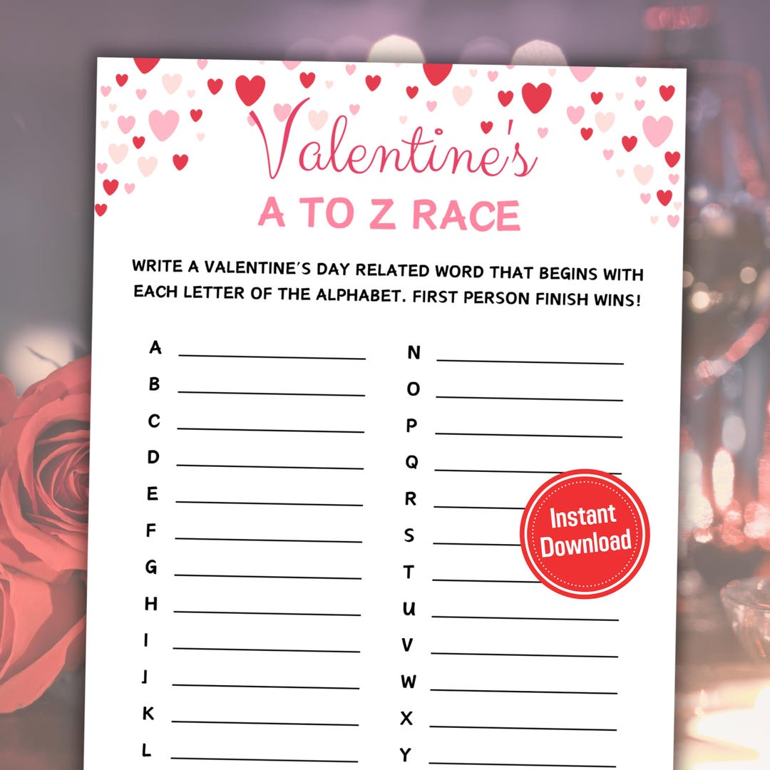 Valentine's Day A to Z Race Game | Valentines Day ABC Game | Printable ...