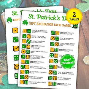 St. Patrick's Day Gift Exchange Dice Game | Printable St. Patty's Gift ...