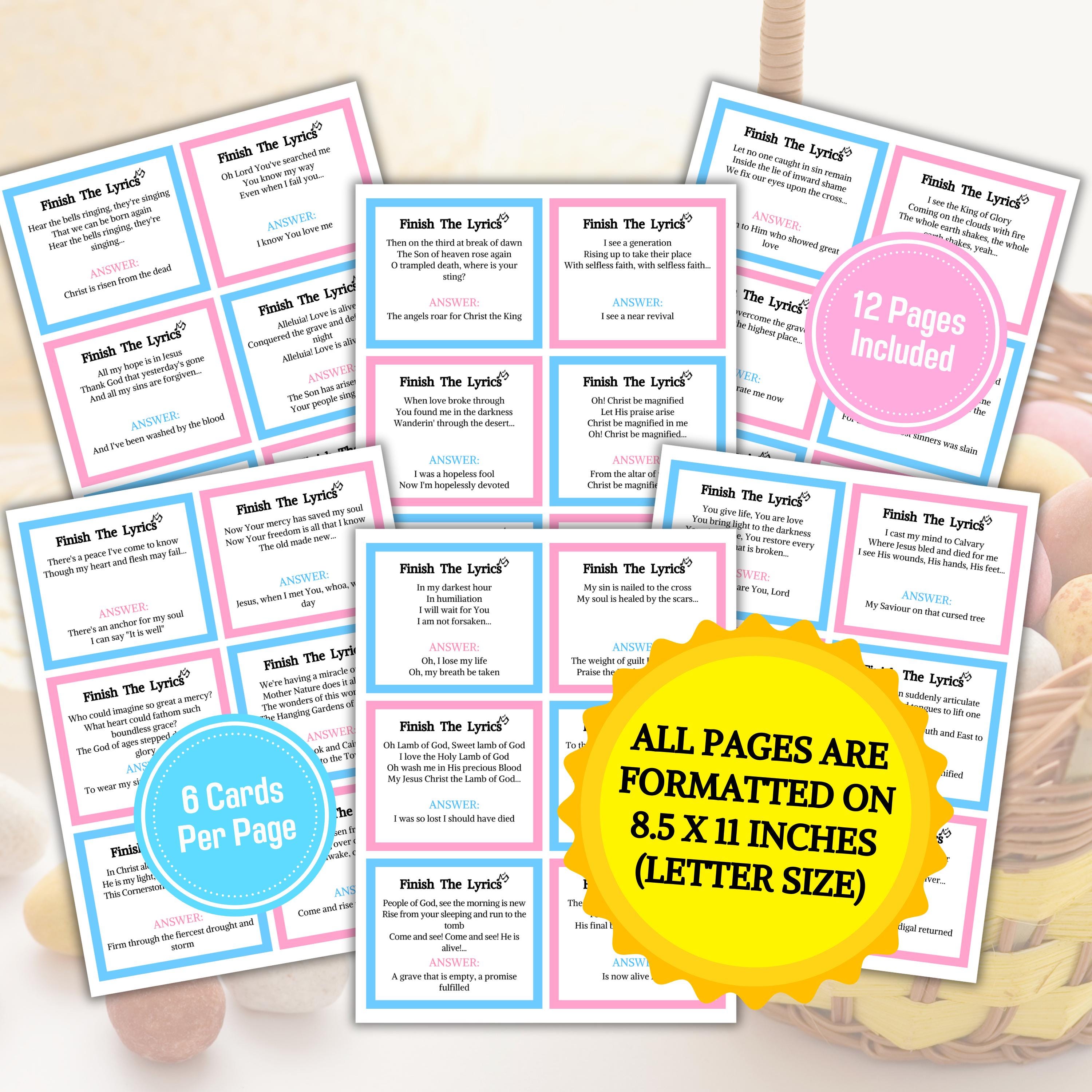 Easter Finish the Lyrics Game | Printable Easter Song Trivia Game ...