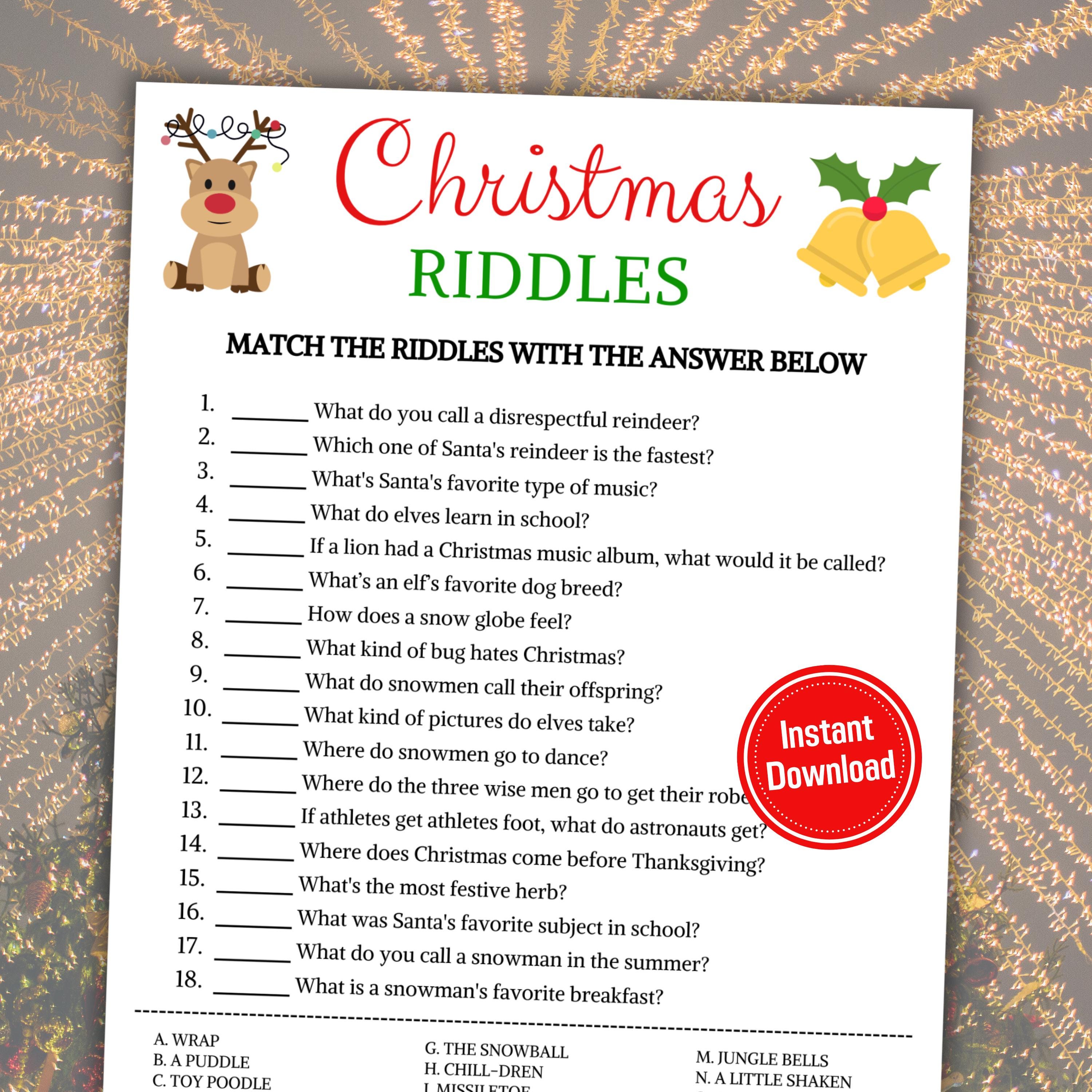 Christmas Riddles Game | Christmas Riddle Me This Game | Printable ...