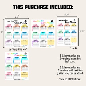 How You Can Earn Money Chart Printable | Weekly Chore Chart for Kids ...