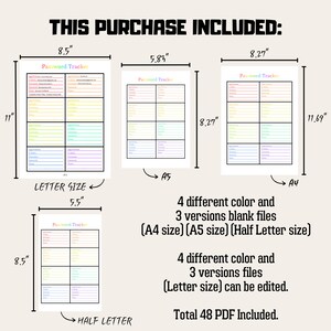 Editable Password Tracker Printable Rainbow Color Password Book ...