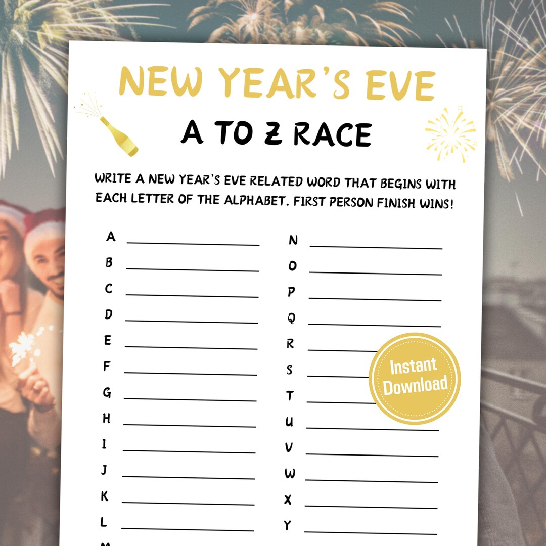 New Year's Eve A to Z Race Game | New Years ABC Game | New Years Eve ...