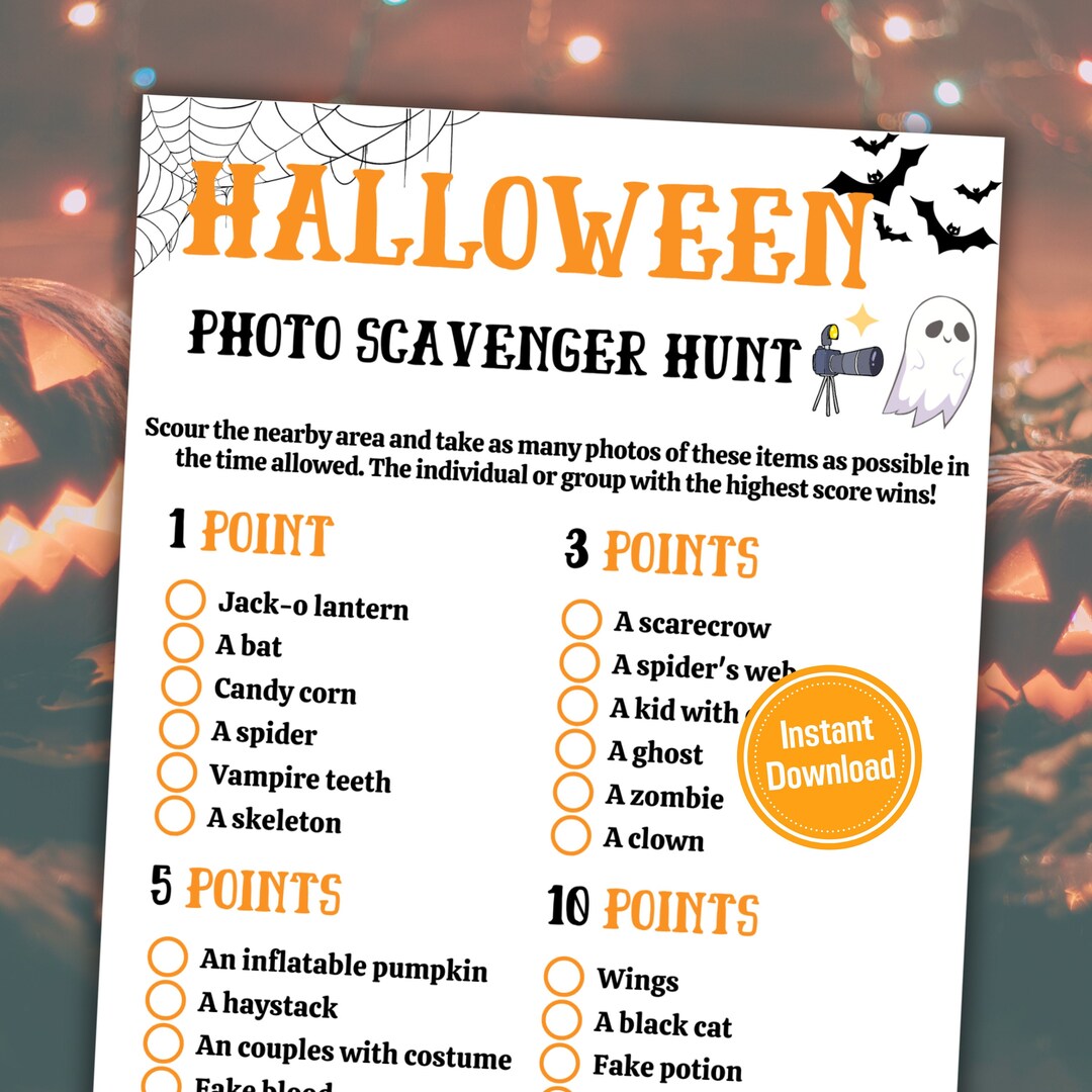 Halloween Photo Scavenger Hunt Game | Outdoor Scavenger Hunt for Adults ...