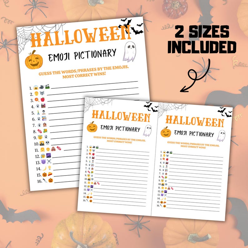 Halloween Emoji Pictionary Game | Halloween Emoji Game | Printable ...