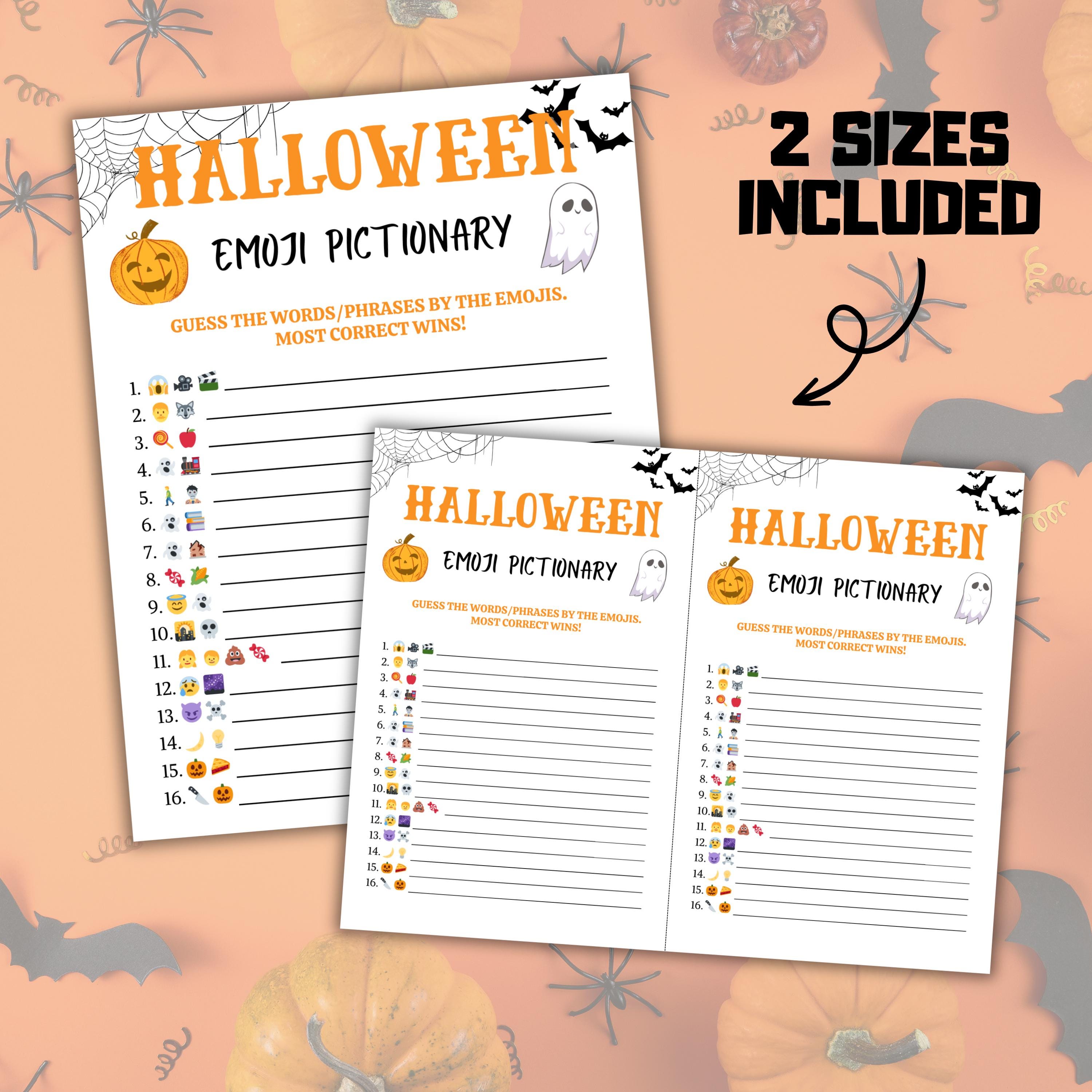 Halloween Emoji Pictionary Game | Halloween Emoji Game | Printable ...