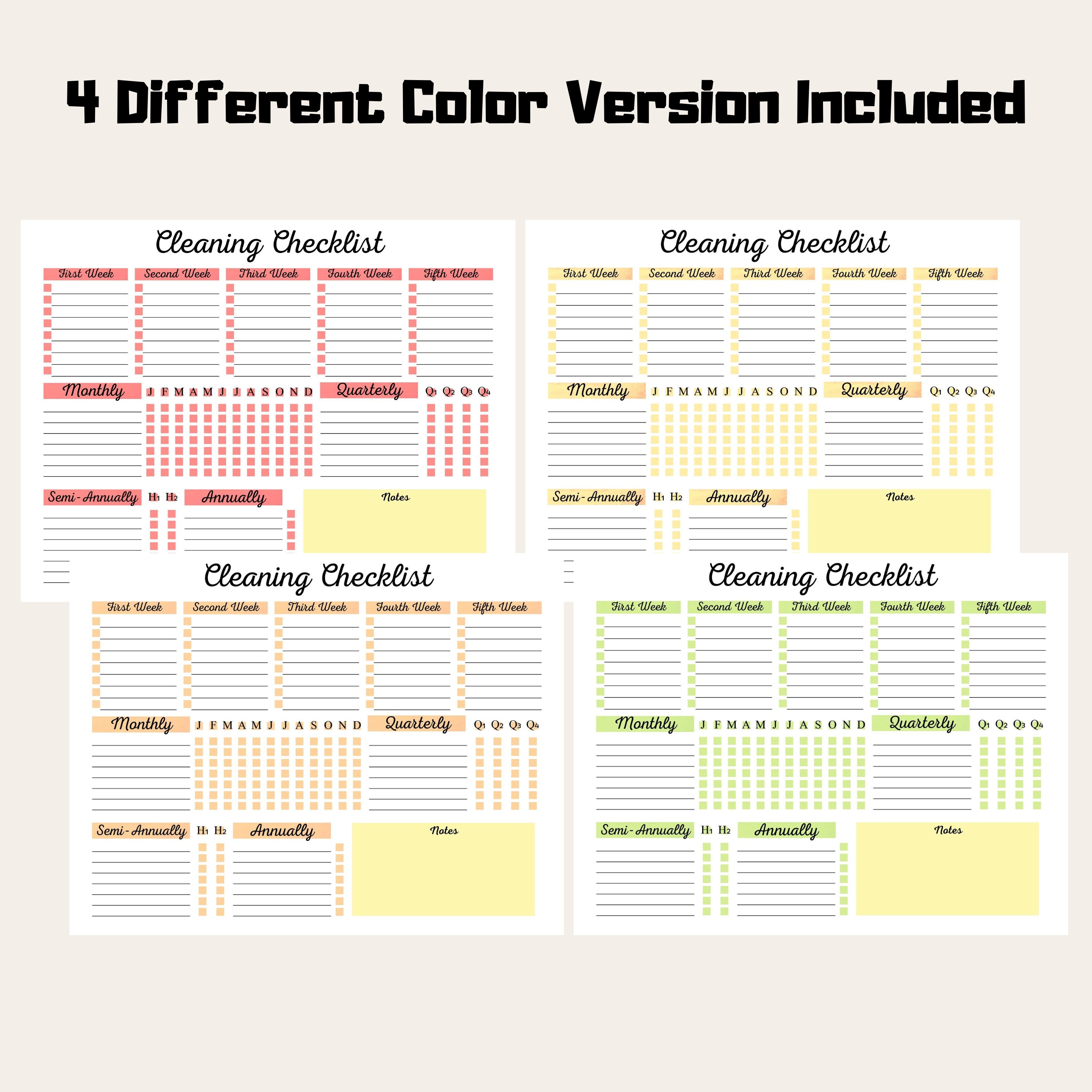 Editable Cleaning Checklist Warm Color Tone, Responsibility Chart ...