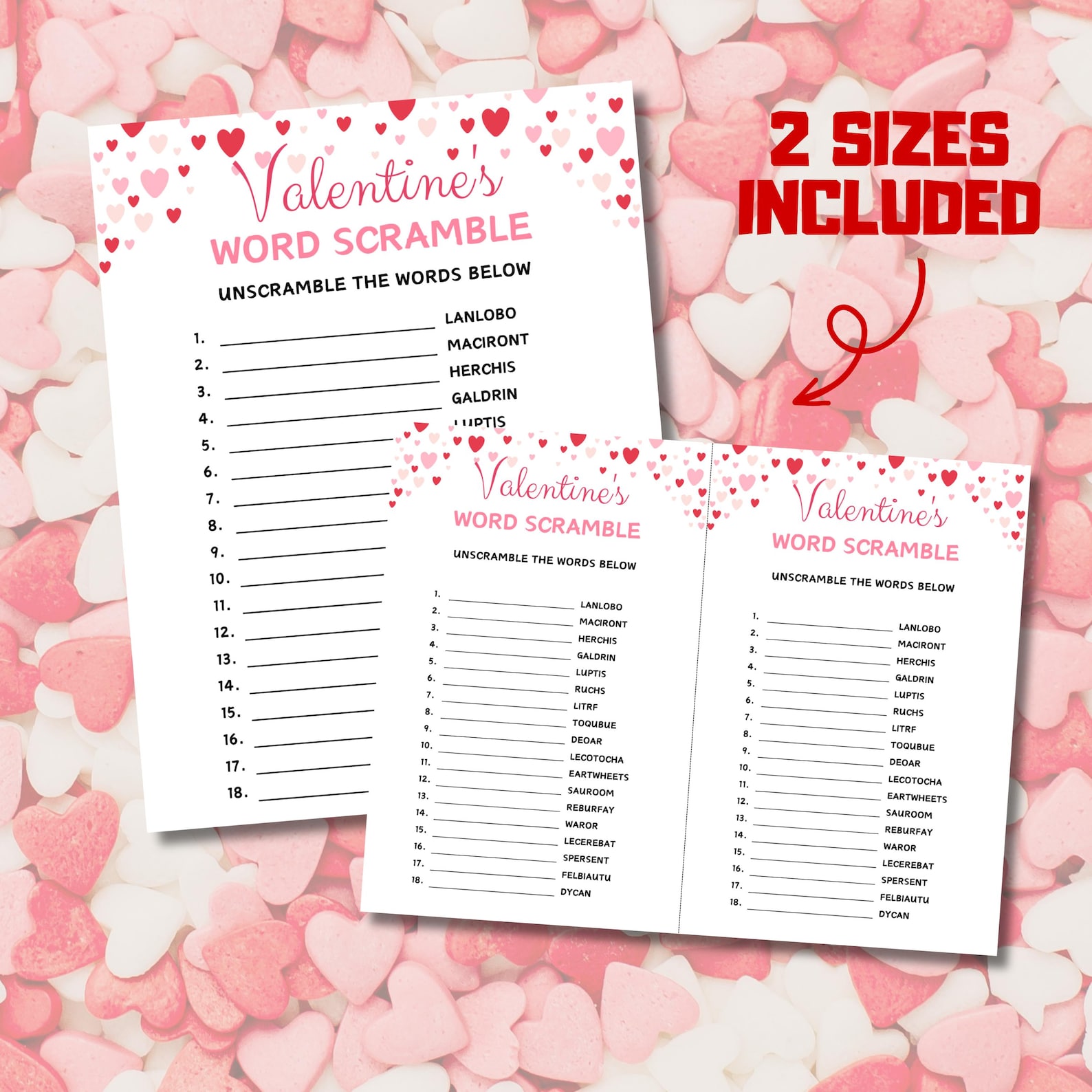Valentine's Day Word Scramble Game | Valentines Day Love Word Game ...