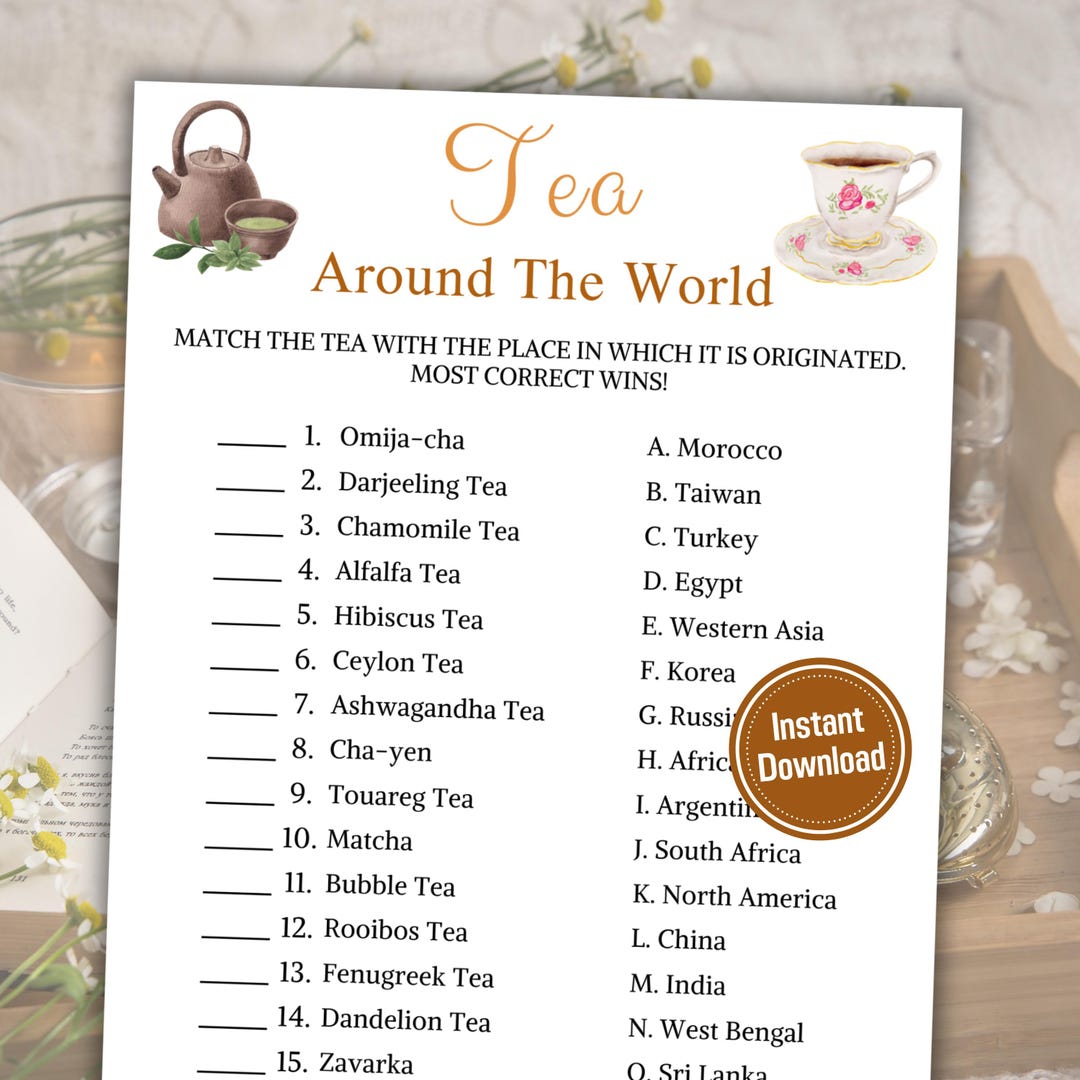 Tea Around the World Game | Minimalist Tea of the World Games ...