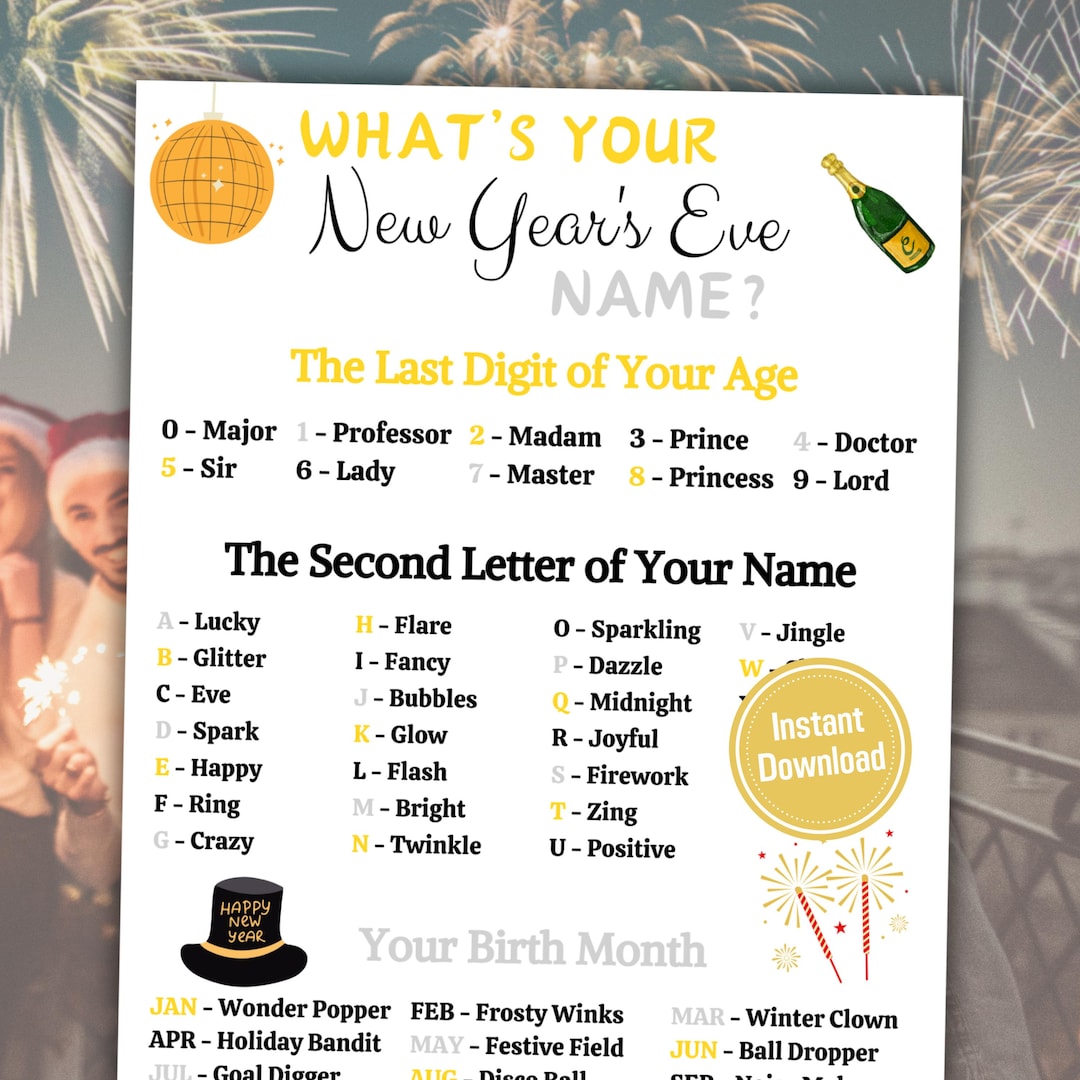 What's Your New Year's Eve Name Game | New Year Party Name Generator ...