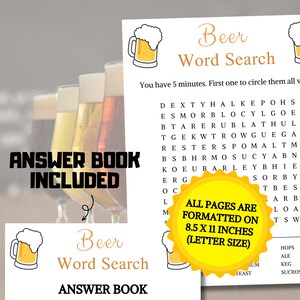 Beer Word Search Game | Printable Beer Word Search Puzzle Game | Beer ...