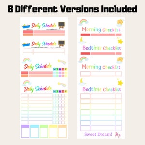 Editable Kids Morning/bedtime Checklist Bundle Rainbow Color, Kids ...