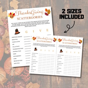 Thanksgiving Scattergories Game | Thanksgiving Think Fast Game ...