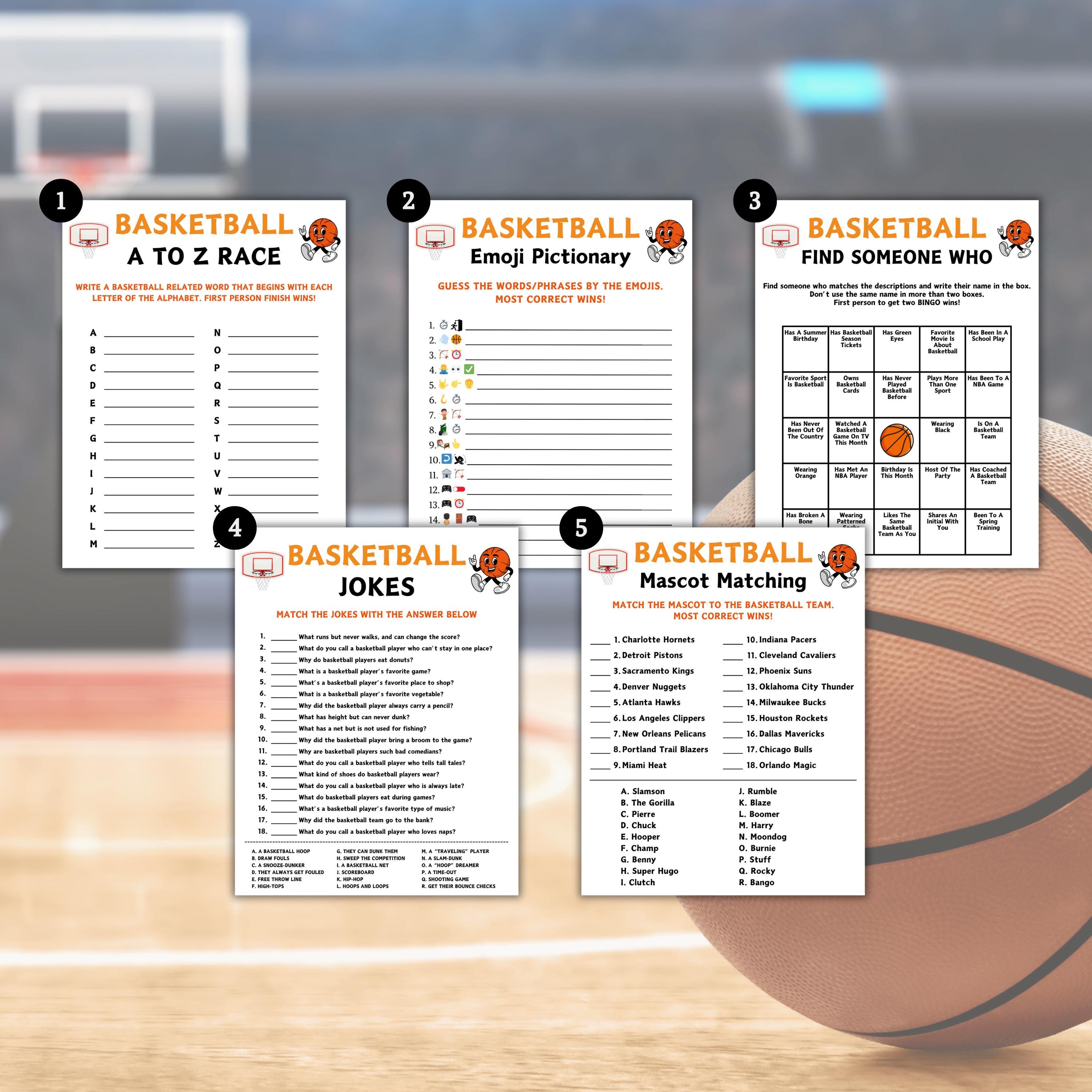 Basketball Games Bundle | Printable Basketball Team Party Game ...