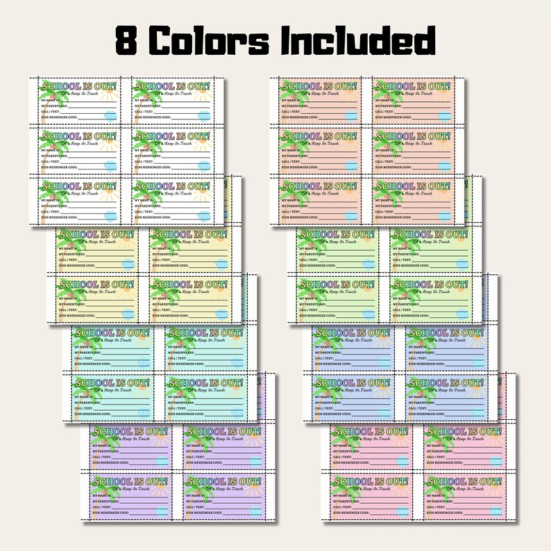 Editable Kids Contact Card, End of School Cards for Kids, Keep in Touch ...