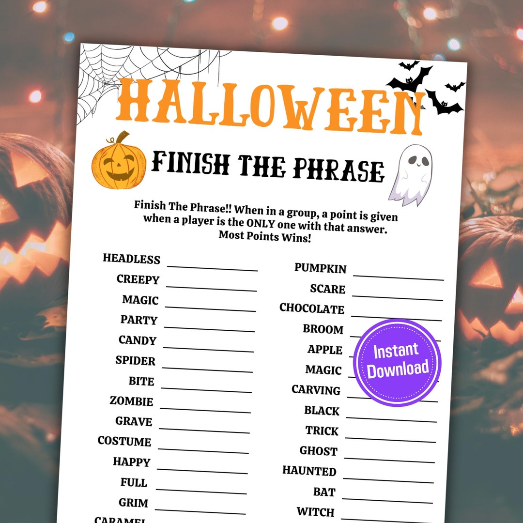 Halloween Finish the Phrase Game | Halloween Fill in the Blank ...