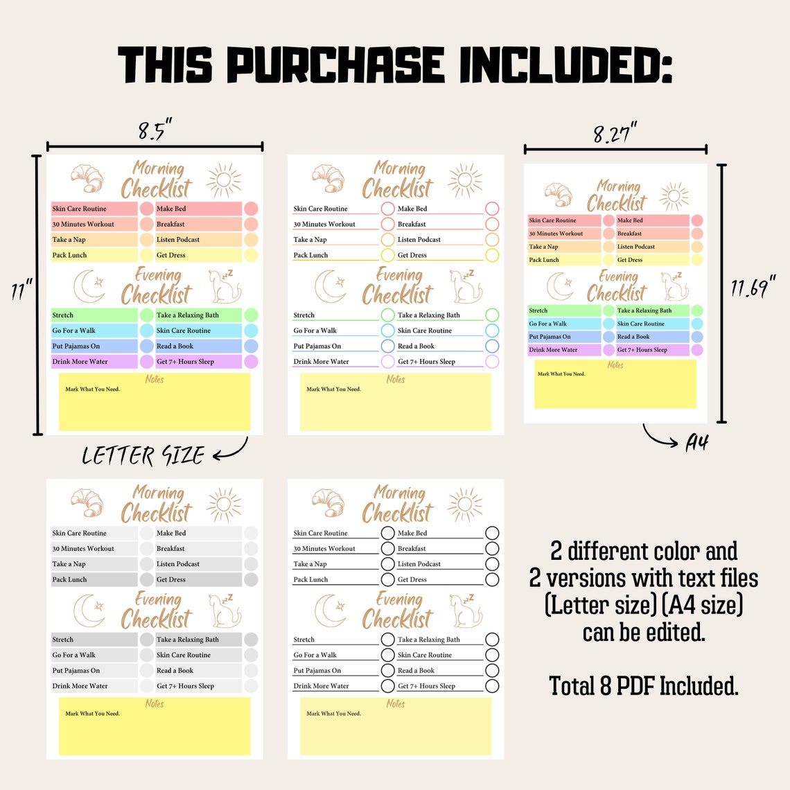 Self Care Checklist for Editable Morning Routine List for Skincare ...