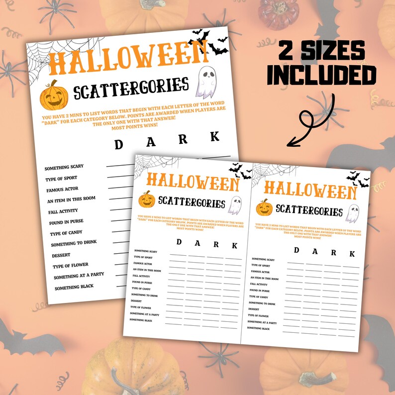 Halloween Scattergories Game | Halloween Think Fast Game | Fun ...