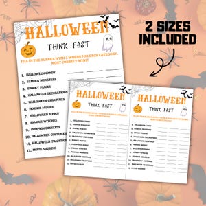 Halloween Think Fast Game | Halloween Trivia Game | Printable Halloween ...
