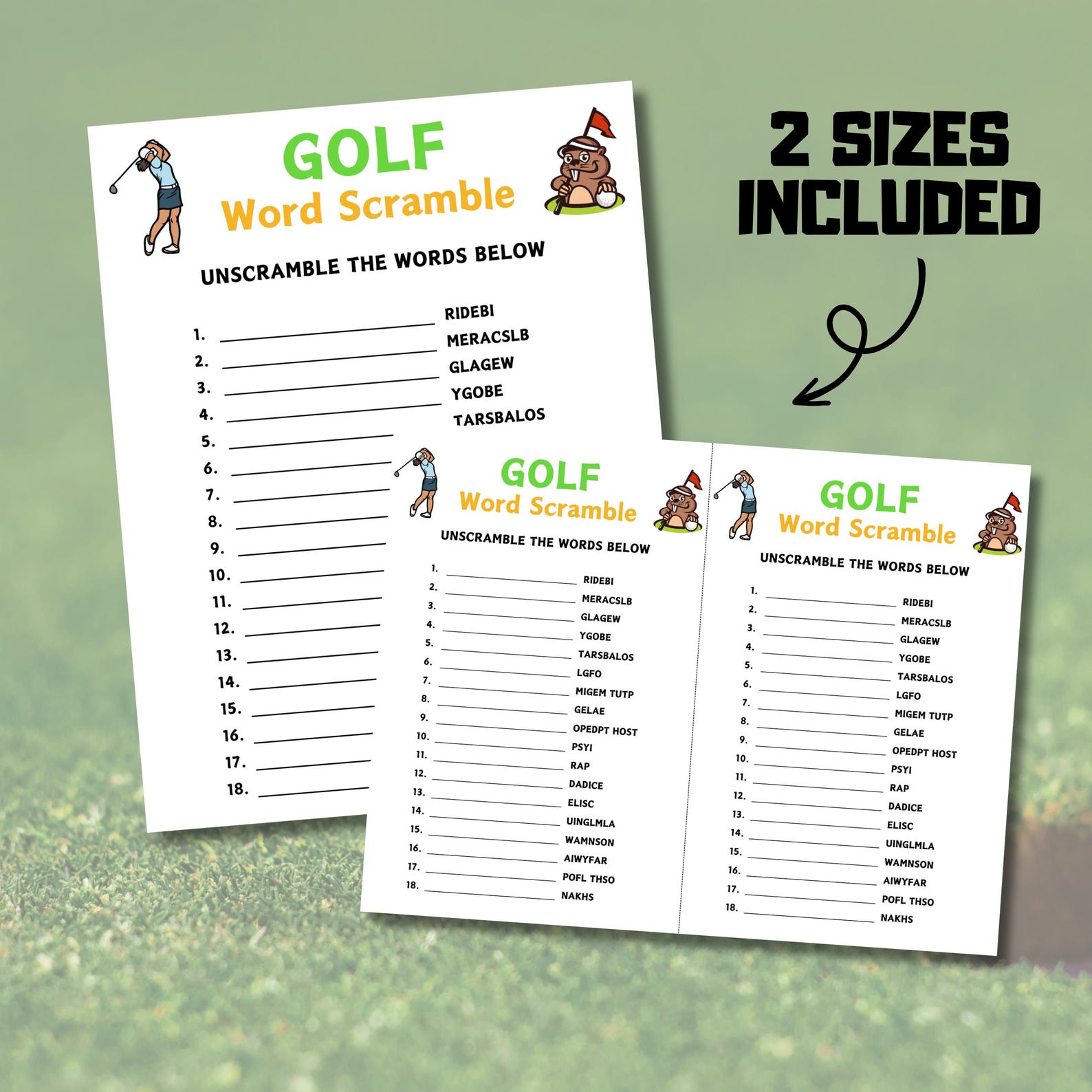 Golf Word Scramble Game | Printable Golf Team Unscramble Game | Masters ...