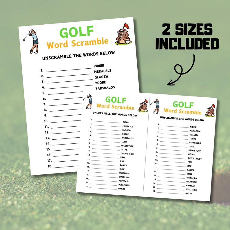 Golf Word Scramble Game | Printable Golf Team Unscramble Game | Masters ...