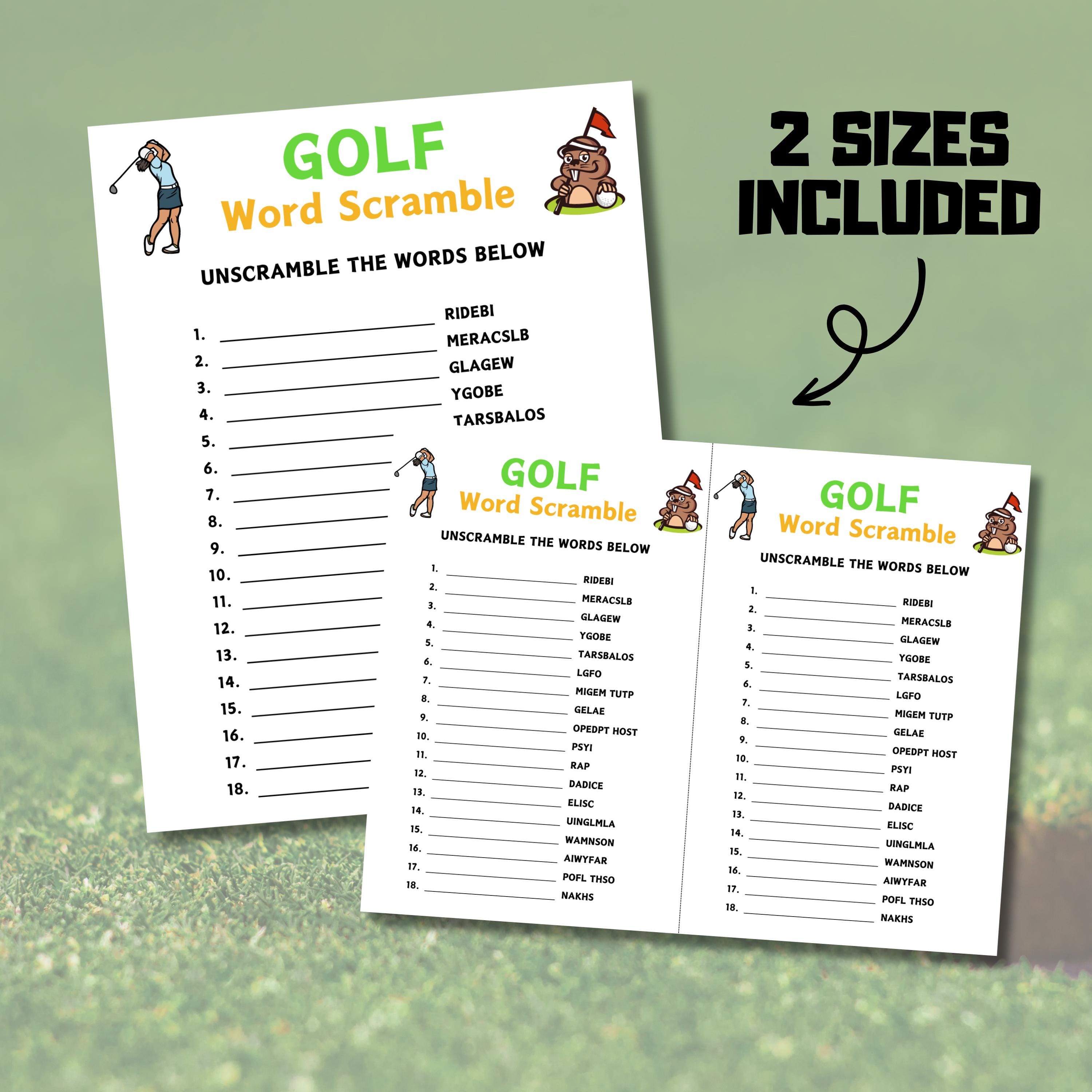 Golf Word Scramble Game | Printable Golf Team Unscramble Game | Masters ...