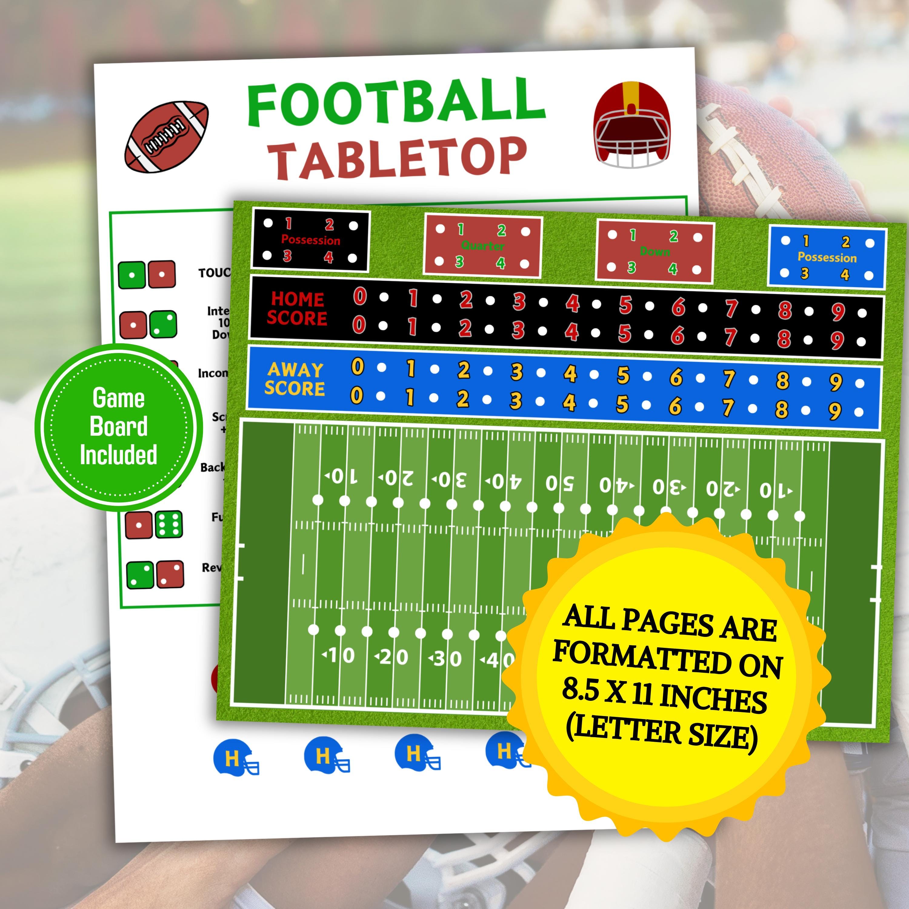 Football Tabletop Game | Printable American Football Dice Game ...