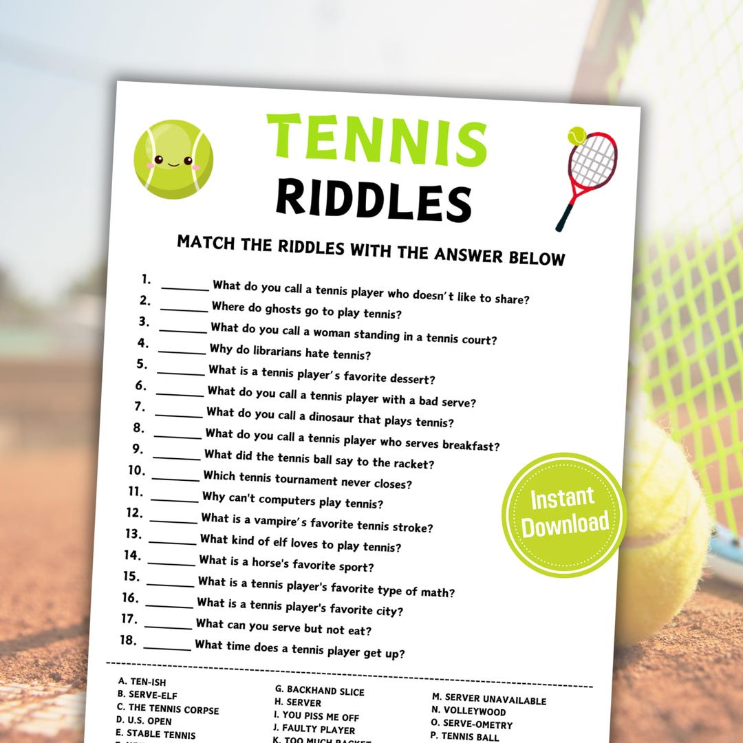 Tennis Riddles Game | Printable Tennis Riddle Me This Games | Tennis ...