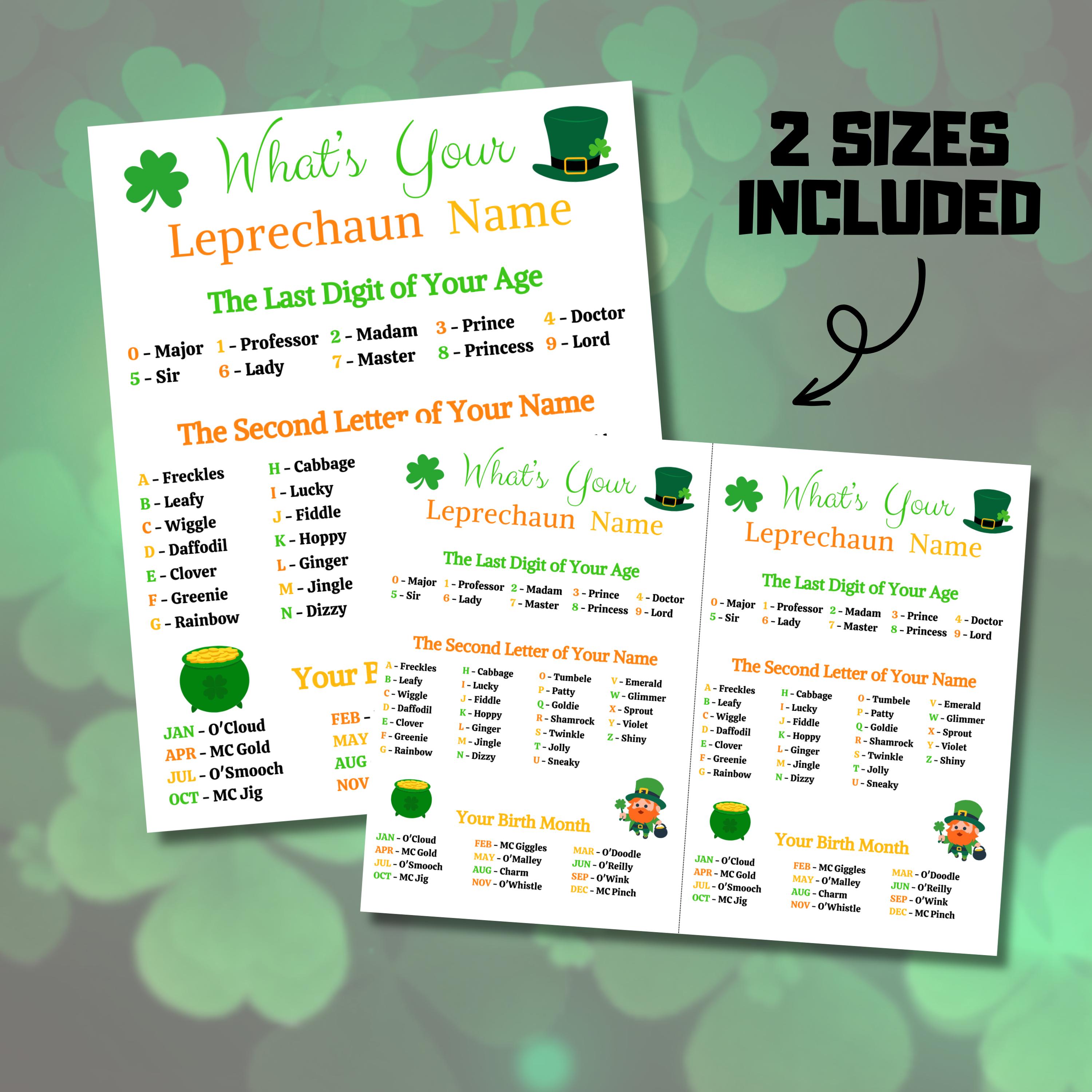 What's Your Leprechaun Name Game | Printable St. Patrick's Day ...