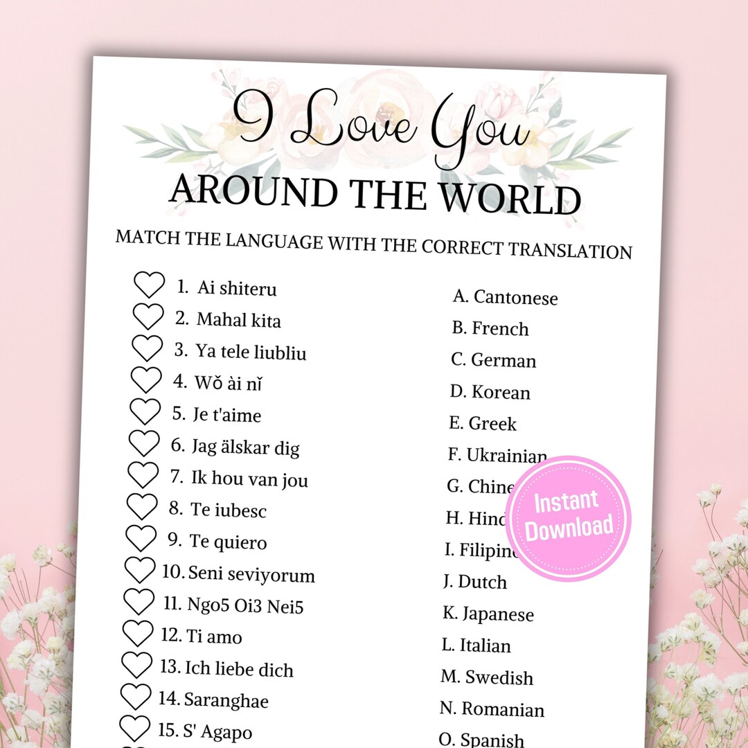 Bridal Shower I Love You Around the World Game | Simple Bridal Shower ...
