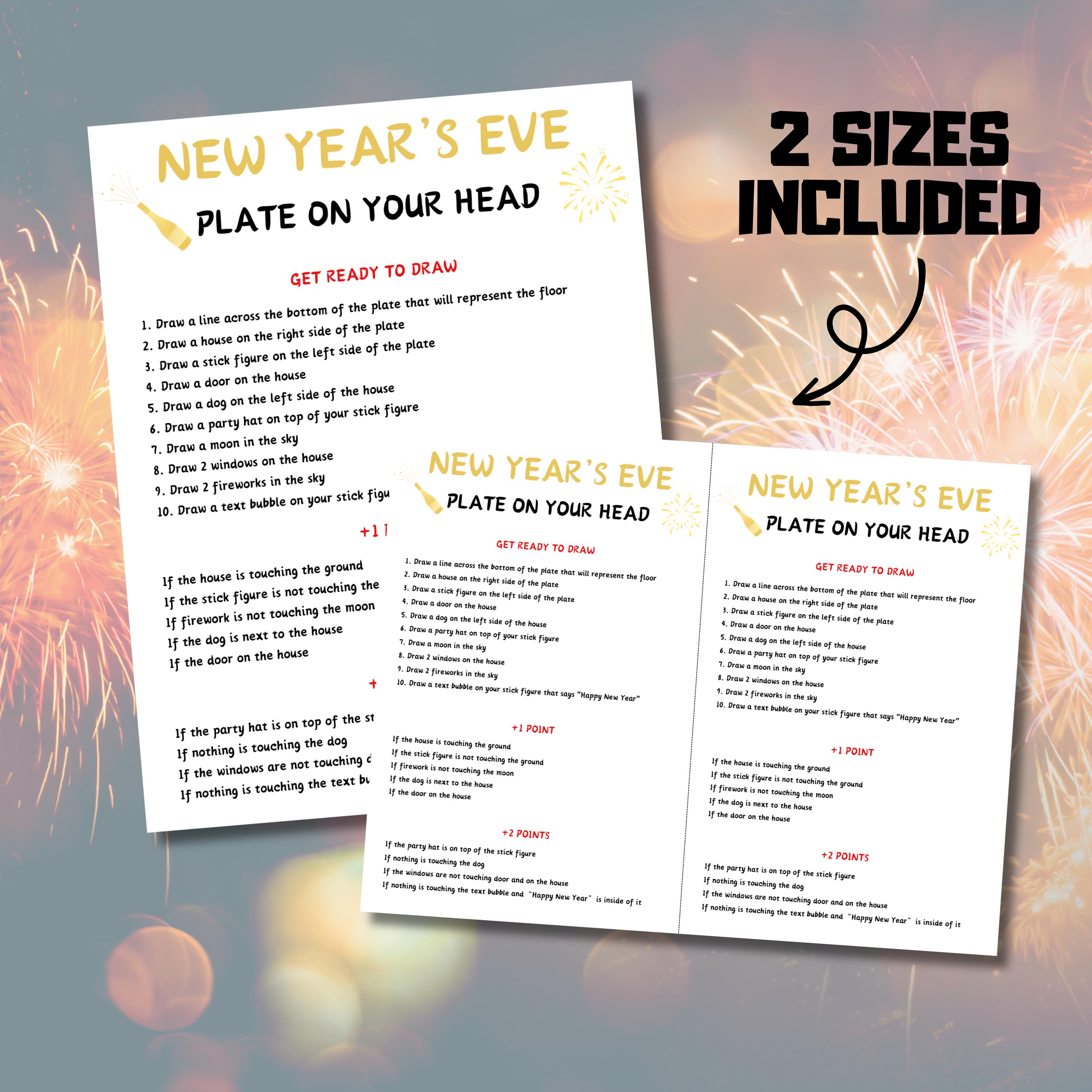 New Year's Eve Plate on Your Head Game | Hilarious New Years Drawing ...