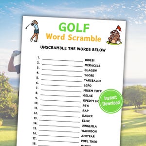 Golf Word Scramble Game | Printable Golf Team Unscramble Game | Masters ...