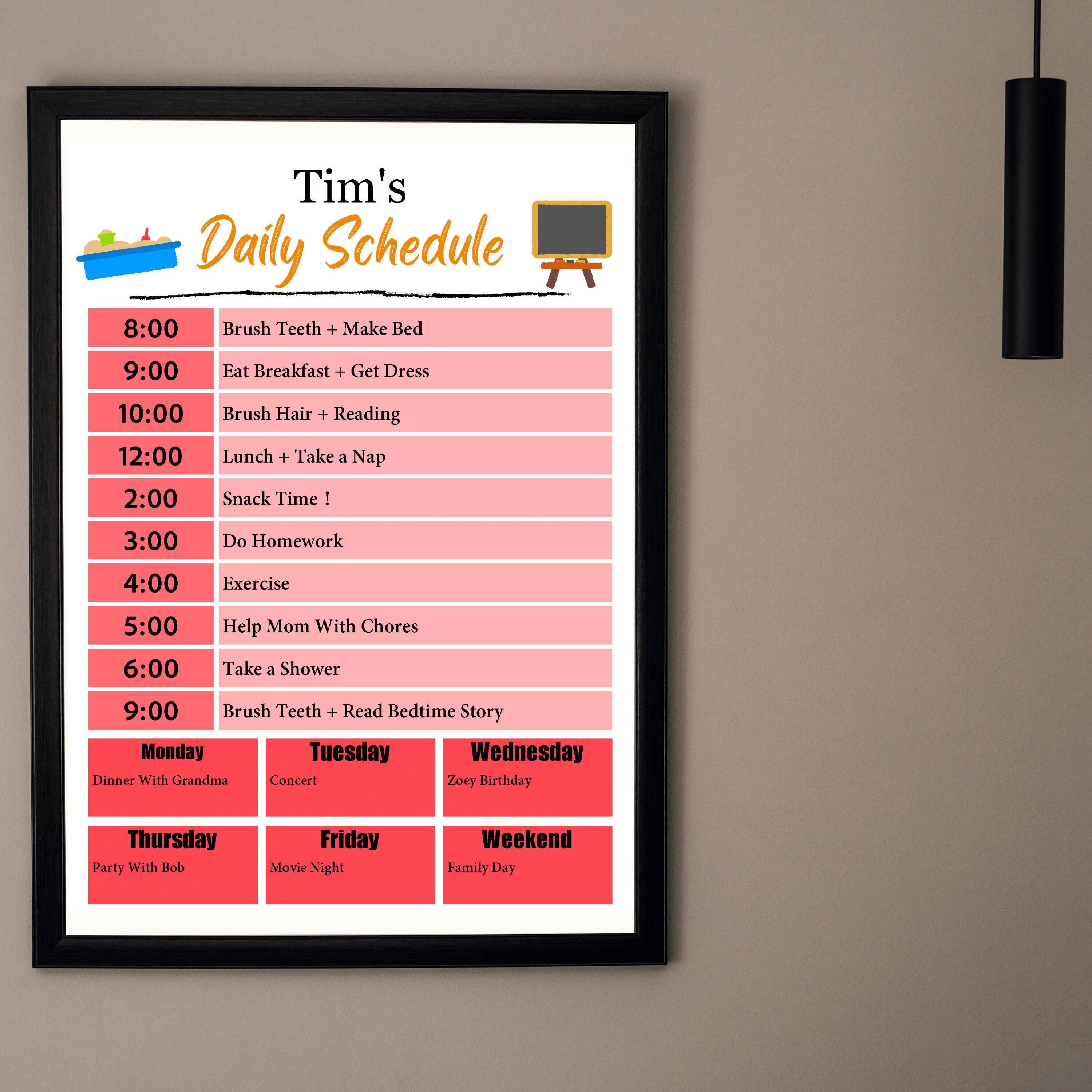 Editable Kids Daily Schedule Template Warm Color Tone - Etsy Australia