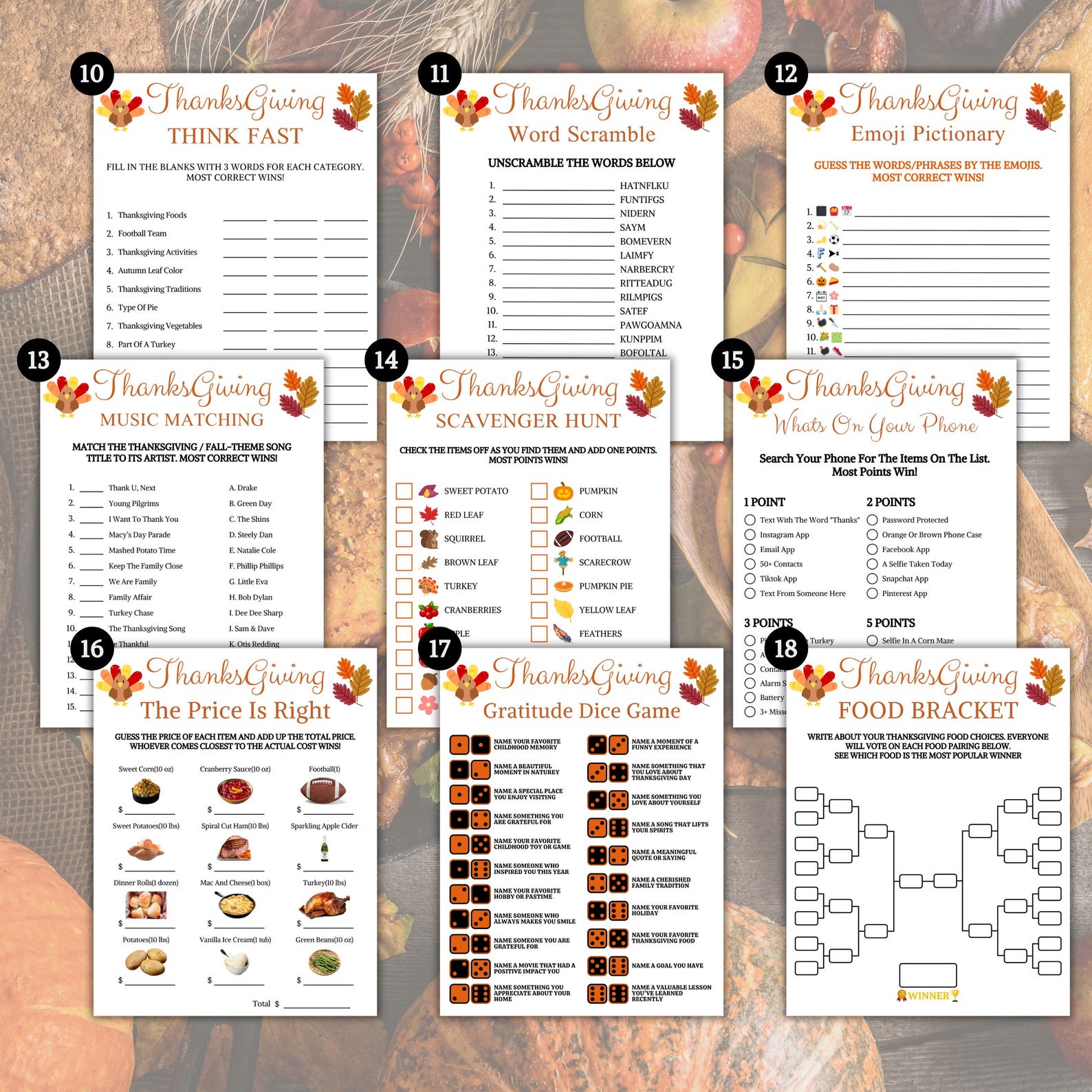 Thanksgiving Games Bundle | 30 Party Games MEGA Bundle | Friendsgiving ...