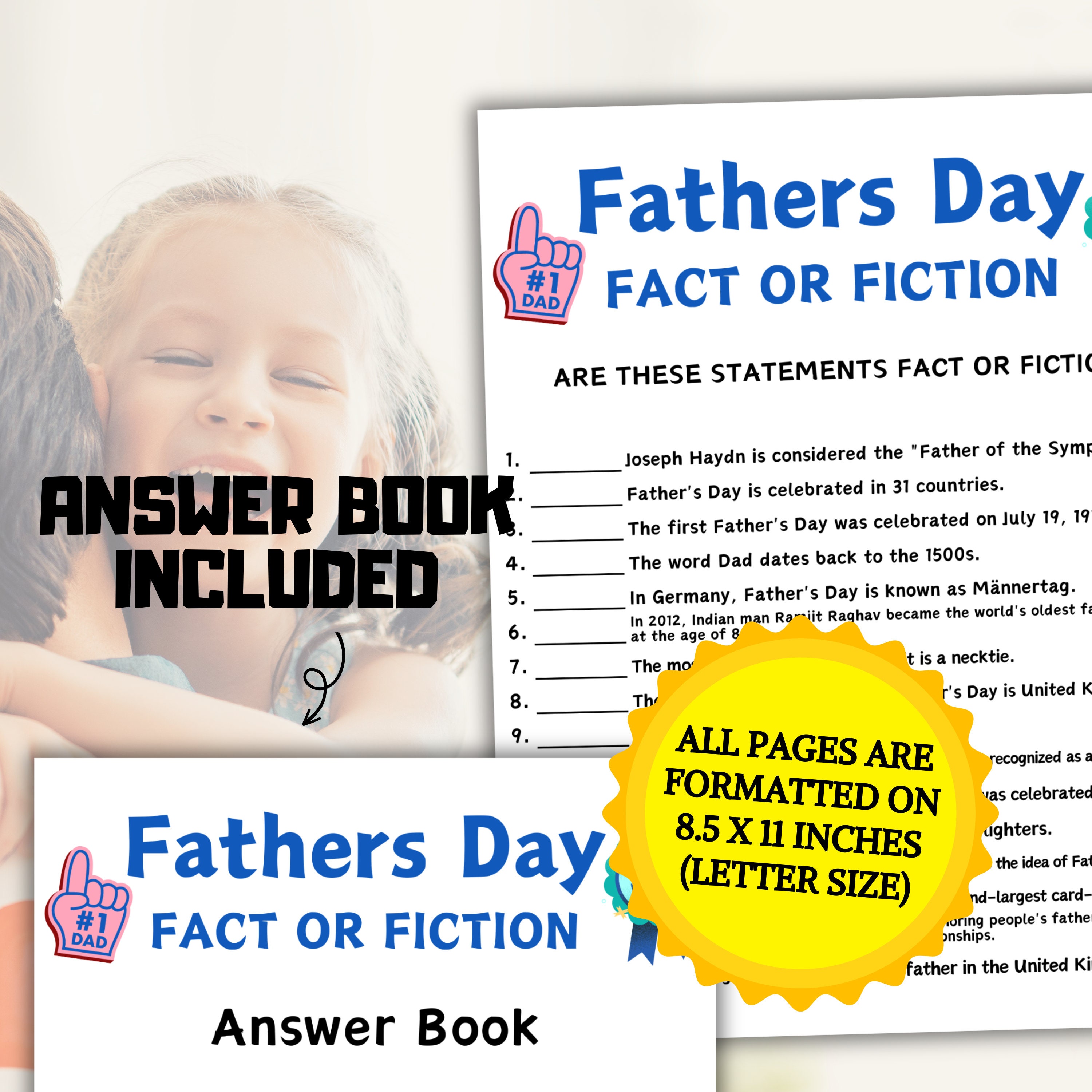 Fathers Day Fact or Fiction Game | True or False Game for Adults and ...