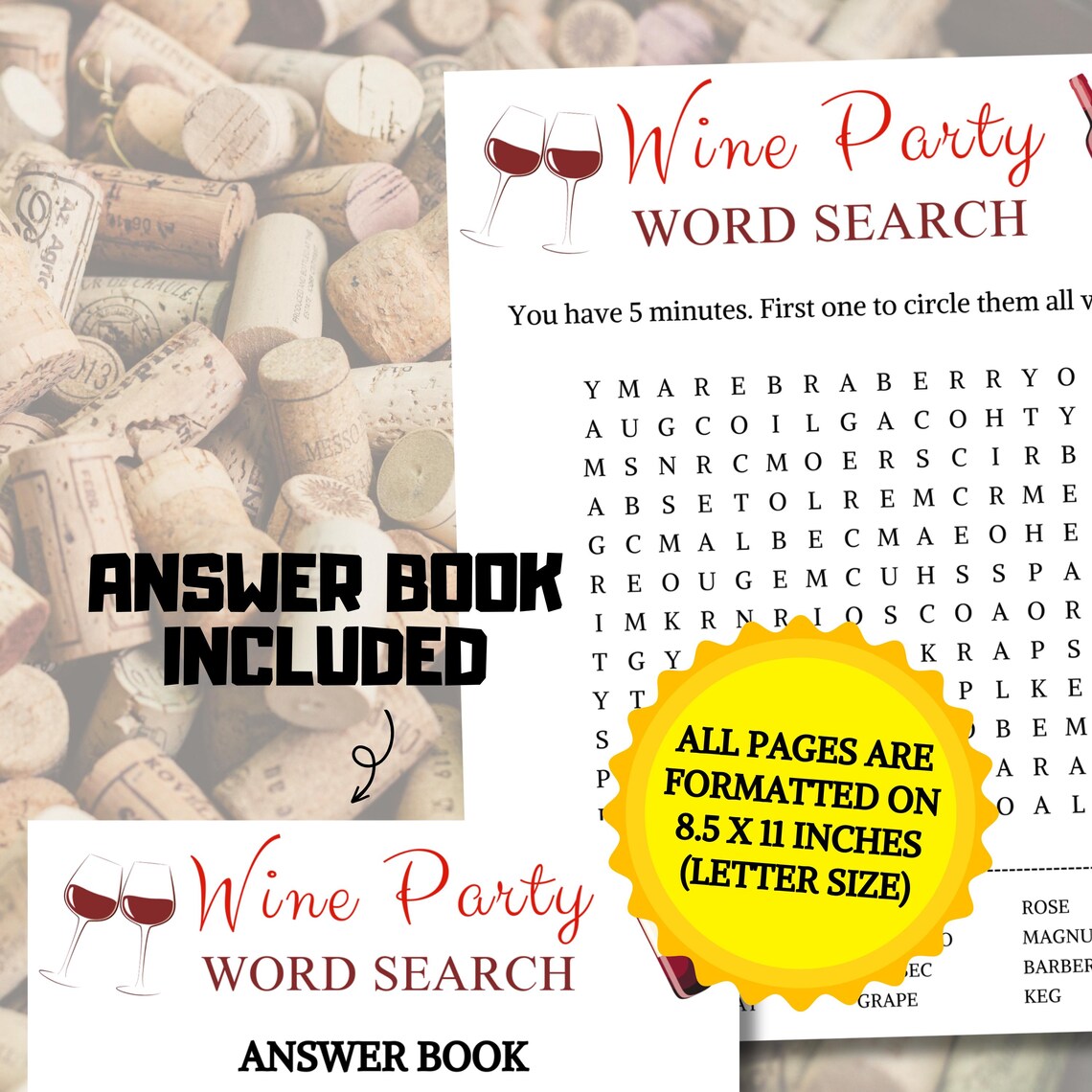 Wine Word Search Game | Printable Wine Word Search Puzzle Game | Wine ...